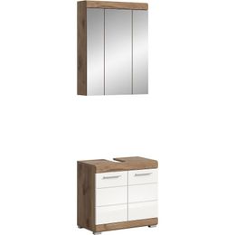 Welltime Badm&ouml;bel-Set &raquo;SIENA, 2 tlg., bestehend aus: Waschbeckenunterschrank, Spiegelschrank&laquo; Set, TOPSELLER!, 2 Stk. tlg. wei&szlig; Holzwerkstoff, MDF B/H