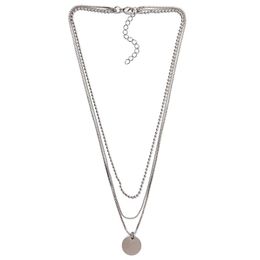 Firetti Damen Kette mit Anh&auml;nger &raquo;Schmuck Geschenk Layering Kette mit kreisf&ouml;rmigen Anh&auml;nger&laquo; grau Metall, L: 45
