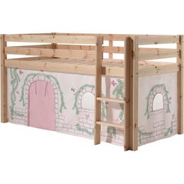 Vipack Hochbett &raquo;Pino, Spielbett massiv Kiefer, stabil gebaut, 3 Korpusfarben zur Wahl&laquo; inkl. Rolllattenrost, Leiter und Absturzschutz, mit oder ohne Rutsche