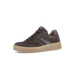 Gabor Damen Sneaker, Gr. 42, braun, Glattleder, Veloursleder, Schuhe, Freizeitschuh, Halbschuh, Schn&uuml;rer mit Kontrastbesatz, Weite G (=weit)