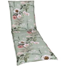 GO-DE Liegenauflage 190x60 cm gr&uuml;n Baumwolle, Polyurethan B/H/T: 60cm x 7cm x 190cm, Floral