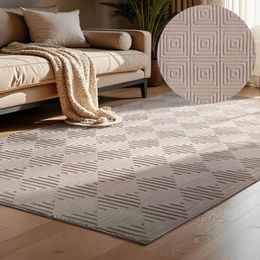 ELLE DECORATION Designteppich &raquo;Tourmaline&laquo; rechteckig 9 mm H&ouml;he Wohnzimmer, Schlafzimmer, L&auml;ufer, Hoch-Tief Effekt, Flur, Glanz beige Polypropylen B :