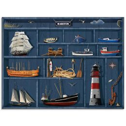 Artland Glasbild &raquo;Der maritime Setzkasten&laquo; Arrangements 1 Stk. tlg. in verschiedenen Gr&ouml;&szlig;en blau B/H/T: 60cm x 45cm, Glasbild Arrangements Querformat, 1 Stk.