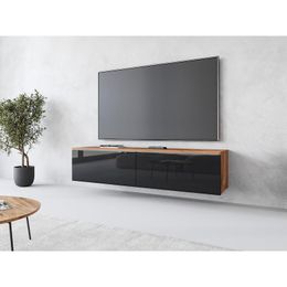 Home Affaire Lowboard &raquo;LOWBOARD D, wahlweise mit oder ohne Beleuchtung&laquo; modernes TV-Board ohne Griffe, mit viel Stauraum,stehend und h&auml;ngend schwarz B