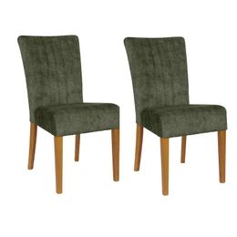 Home Affaire 4-Fu&szlig;stuhl (Set) 2 Stk.vertikale N&auml;hte in der R&uuml;ckenlehne beige Massivholz, Polyester B/H/T: 46cm x 93cm x 64cm, 2 Stk., Samtvelours, 