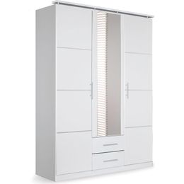 Rauch Dreht&uuml;renschrank &raquo;Micro&laquo; mit eleganten Aufleistungen und praktischen Au&szlig;enschubk&auml;sten wei&szlig; Holzwerkstoff B/H/T: 136cm x 201cm x 56cm