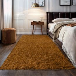 OTTO home Hochflor-Teppich &raquo;Banji&laquo; rechteckig 37 mm H&ouml;he Uni Farben, weich und flauschig, auch als L&auml;ufer & in rund erh&auml;ltlich gold Polypropylen (PP) 