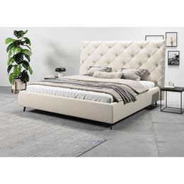 Home Affaire Polsterbett &raquo;Maxime, in 4 Breiten bis 200cm, auch in Leder&laquo; Kopfteilh&ouml;he 143 cm, belastbar bis 280 kg, auch in &Uuml;berl&auml;nge 220cm beige 96% 