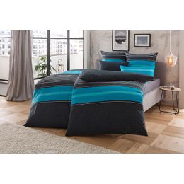 OTTO home Bettw&auml;sche &raquo;Circle&laquo; 2 Stk. Bettw&auml;sche aus Baumwolle mit Streifen-Design, moderne Bettw&auml;sche blau Linon, Obermaterial: 100% Baumwolle B/L: 