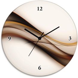 Artland Wanduhr &raquo;Welle&laquo; wahlweise mit Quarz- oder Funkuhrwerk, lautlos ohne Tickger&auml;usche braun &Oslash; 30cm, Quarzuhr