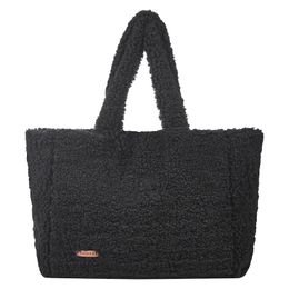 Luhta Damen Schultertasche &raquo;TEDDYTASCHE ORAVISALO&laquo; mit Badge als Applikation, aus Polyester schwarz Einheitsgr&ouml;&szlig;e
