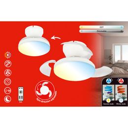 Briloner Leuchten LED Deckenleuchte &raquo;RAVAN Deckenventilator&laquo; LED-Modul 1 Stk. 44x16,5 cm, Schlafzimmer, Wohnzimmer, Esszimmer, Flur, K&uuml;che wei&szlig; 1, H: 2,5cm, 1 Stk.
