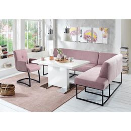 exxpo - sofa fashion Eckbank &raquo;Affogato, bequem und elegant, hochwertige Detailverarbeitung&laquo; Frei im Raum stellbar lila Struktur: Webvelour 100% 