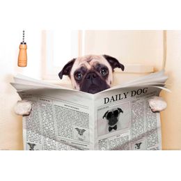 papermoon Fototapete "Newspaper Dog", B/L: 1,5m x 1,11m, Bahnen: 7 Stk., bunt, Tapeten