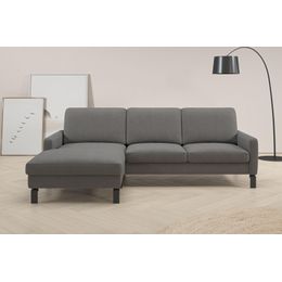 Ecksofa Home Affaire, B:244cm H:86cm T:164cm, grau, 100% Polyester, Wohnzimmer, Sofas, inkl. saugroboterfreundliche H&ouml;he & schmale Armlehnen