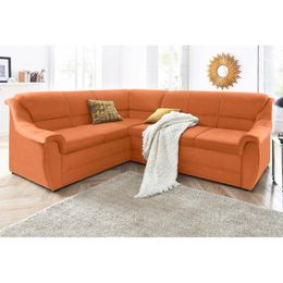 DOMO collection Ecksofa &raquo;Lale zeitlose Formensprache, komfortabel, Breite 251cm, L-Form&laquo; mit langem Schenkel, wahlweise mit Bettfunktion orange 