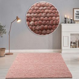 Theko Wollteppich &raquo;Alpen&laquo; rechteckig 12 mm H&ouml;he handgewebter Wendeteppich, meliert, reine Wolle, Wohnzimmer rot Schurwolle B : 90cm 1 Stk., 12mm, L: 