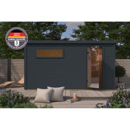 Karibu Saunahaus &raquo;Talo 6&laquo; Set, verschiedene Varianten beige Saunaofen, externe Steuerung, 9 kW