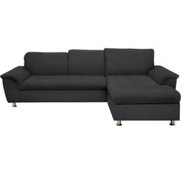 DOMO collection Ecksofa &raquo;FRANZI 278x170x81 cm, Steppung im Sitzbereich, L-Form&laquo; wahlweise mit Bettfunktion, Bettkasten und Kopfteilverstellung grau 