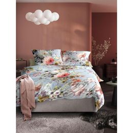 Irisette Bettw&auml;sche &raquo;Wave 8596&laquo; 2 Stk. anschmiegsam und atmungsaktiv, Ganzjahresqualit&auml;t blau Mako-Satin, Obermaterial: 100% Baumwolle B/L: 155cm x 220cm, 1 