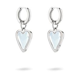 Liebeskind Berlin Damen Paar Creolen &raquo;Schmuck Ohrringe mit abnehmbaren Herz-Einh&auml;ngern Glass Heart&laquo; mit Glasstein Edelstahl