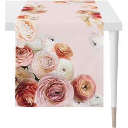 Apelt Tischl&auml;ufer &raquo;6802 HAPPY VALENTINE, Valentinstag&laquo; Digitaldruck, mit Fr&uuml;hjahrsbl&uuml;ten Motiv, Sommerdeko rosa Baumwolle, Polyester B/L: 48cm x 140cm