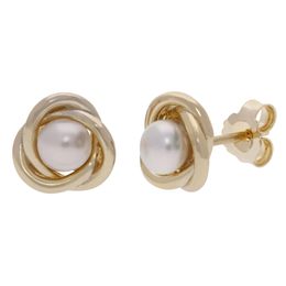 Firetti Damen Paar Ohrstecker "Schmuck Geschenk Silber 925 Ohrschmuck Ohrringe Knoten", 5mm, Perlen Silber 925 (Sterlingsilber)gelbgoldfarben, wei&szlig;,