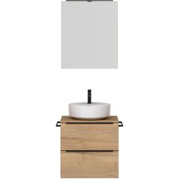Nobilia Badm&ouml;bel-Set &raquo;Alvene&laquo; vormontiert, mit Soft-Close, 2 Stk. tlg. braun B/H/T: 60,3cmcm x 184,2cmcm x 48,5cmcm, Griffe schwarz
