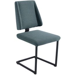 K+w Komfort & Wohnen K+W Komfort & Wohnen Esszimmerstuhl &raquo;Longbeach, Freischwinger&laquo; () 1 Stk.mit Gestell und Abstandshalter in Metall schwarz Struktur, Sitzkomfort blau B/