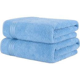 HAMMETEX Saunatuch &raquo; 2er Set extra gro&szlig;e Saunat&uuml;cher&laquo; 100% Baumwolle &ndash; Weich & Saugf&auml;hig &ndash; Luxuri&ouml;se Gro&szlig;e Spa-Badet&uuml;cher blau Frottier, Baumwolle B/L