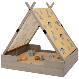 Muddy Buddy Sandkasten &raquo;Dino Lover&laquo; warmgrau, Holzschutz vorbehandelt grau Massivholz B/H/L: 120cm x 140cm x 140cm