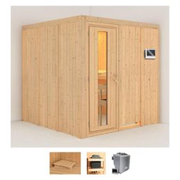 Karibu Sauna &raquo;Rodin&laquo; Set, Ofen 9 kW Bio externe Strg easy beige Bio-Kombiofen, externe Steuerung, 9 kW