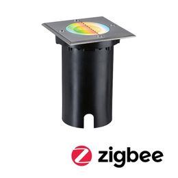 Paulmann LED Einbauleuchte &raquo;Floor eckig 110x110mm RGBW+ 4,9W 300lm 230V Eisen geb&uuml;rstet Aluminium&laquo; 1 Stk. Tageslichtwei&szlig; Bodeneinbauleuchte Smart Home Zigbee 