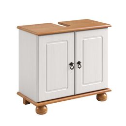 OTTO home Waschbeckenunterschrank &raquo;Finca&laquo; aus massivem Kiefernholz, Siphonausschnitt, Breite 62 cm, H&ouml;he 55 cm wei&szlig; Massivholz wei&szlig;/honig, B/H/T: 62cm