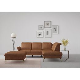 Sit & More sit&more Ecksofa &raquo;Fashion L-Form&laquo; wahlweise mit Kopfteilverstellung, Vorziehsitz, motorisch, Nickelf&uuml;&szlig;e braun B/H/T: 250cm x 84cm x 207cm, Luxus-