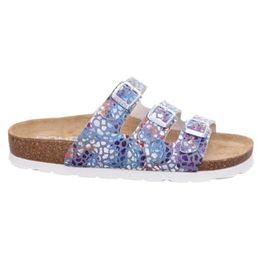 Rohde Damen Pantolette "SUNNYS N13", Gr. 42, bunt, Nubuklederimitat, Schuhe, Sommerschuh, Schlappen, Hausschuh mit buntem Druck, G-Weite = weit