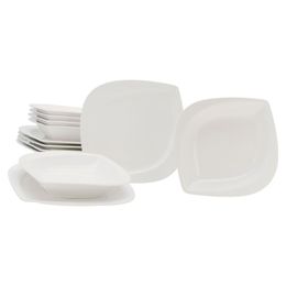 Creatable Tafelservice &raquo;Melbourne&laquo; Teller Set, extravagante Form beige Porzellan 12 Stk.