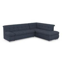 DOMO collection Ecksofa &raquo;MONA 271x213 cm, modern und komfortabel&laquo; whlw. mit Bett- und Armlehnfunktion, L-Form blau Struktur fein 100% Polyester;