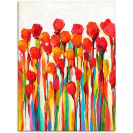 Artland Leinwandbild &raquo;Strotzen mit Farben I&laquo; Blumenwiese 1 Stk. tlg. auf Holzrahmen gespannt rot Leinwand B/H/T: 60cm x 80cm, Leinwandbild Blumenwiese 