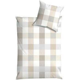 Dyckhoff Bettw&auml;sche &raquo;Plaid&laquo; 2 Stk. angenehm w&auml;rmend Flanell, Obermaterial: 100% Baumwolle B/L: 155cm x 220cm, 1 Stk., 1 Stk., Flanell, B/L: 80cm x 80cm, 2 Stk.