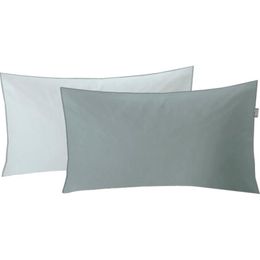 Kleine Wolke Kissenbezug &raquo;Linda&laquo; einfaches, sehr elegantes Design gr&uuml;n Mako-Satin, Obermaterial: 100% Baumwolle B/L: 40cm x 80cm, 1 Stk., Mako-Satin