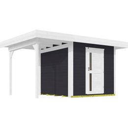 Weka Gartenhaus &raquo;Designhaus 172 A&laquo; mit Anbaudach grau Massivholz Fu&szlig;boden im Gartenhaus, ohne Dacheindeckung