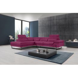 Ecksofa Egoitaliano, B:284cm H:95cm T:108cm, pink, Luxus-Microfaser (100% Polyester) Leder &raquo;BULL&laquo; (echtes Rindsleder). Geschliffenes, pigmentiertes