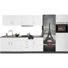 KOCHSTATION K&uuml;chenzeile &raquo;KS-Paris &ndash; K&uuml;chen mit einzigartigen Fotomotiven auf den Fronten&laquo; Breite 330 cm, wahlweise mit E-Ger&auml;ten und Induktion wei&szlig; B/