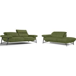 Egoitaliano Sofa &raquo;Anais, Design mit hohem Sitzkomfort, Fu&szlig;farbe schattengrau&laquo; Set, Kopfteil verstellbar, Luxus-Microfaser, kiwi gr&uuml;n Luxus-Microfaser, Ottomane 