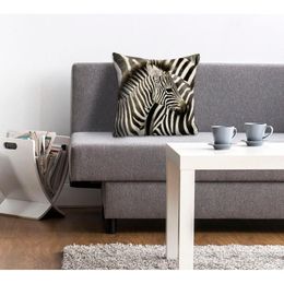 queence Dekokissen &raquo;Richard&laquo; Kissenh&uuml;lle,Zebras,Schwarz-Wei&szlig;,Tiere,Streifenmuster,Afrikanisch,Wild schwarz Polyester B/L: 40cm x 40cm, 1 Stk.