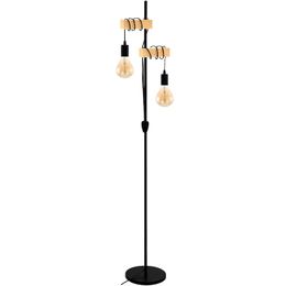 Eglo Stehlampe &raquo;TOWNSHEND Stehlampe, Holz, Stahl, Retro, Industrial, Wickeloptik&laquo; E27 Wohnzimmer, Standleuchte, 2-flammig, schwarz, braun, 166,5x25cm 
