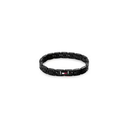 Tommy Hilfiger Damen Gliederarmband "H-LINK", 19cm, Edelstahl, schwarz, Edelstahl, Armb&auml;nder, Emaille