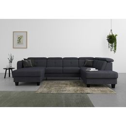 Sit & More sit&more Wohnlandschaft &raquo;Belluci U-Form&laquo; Kopfteilverstellung und Federkern, wahlweise mit Schlaffunktion blau B/H/T: 321cm x 85cm x 195cm, Struktur 