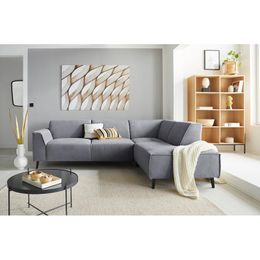 DOMO collection Ecksofa &raquo;Amora, bequem und zeitlos, L-Form&laquo; mit Federkern, Fu&szlig;h&ouml;he passend f&uuml;r g&auml;ngige Saugroboter! grau B/H/T: 263cm x 81cm x 191cm, 